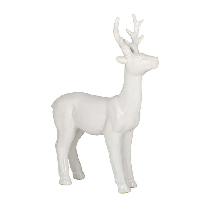 Standing Ceramic Deer - Ivory